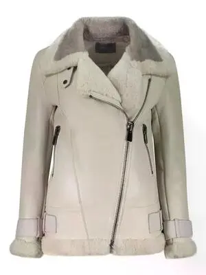 Lorena Antoniazzi Leather Biker Jacket - Grey