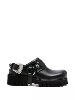 TOGA VIRILIS Buckle Leather Mules - Black