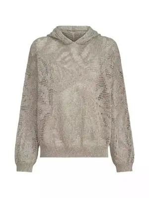 Brunello Cucinelli Openwork Knit Hooded Sweater