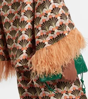 La DoubleJ Make An Exit" Feather-trimmed Silk Twill Top - Multicoloured