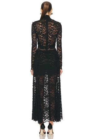 Rabanne Long Sleeve Lace Maxi Dress
