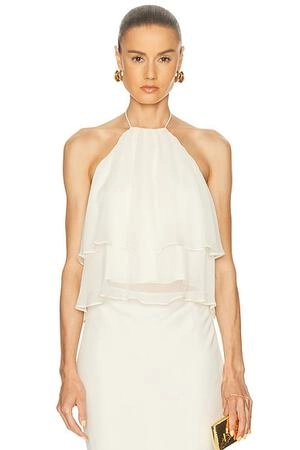 THE SEI Ruffle Halter Top - Cream