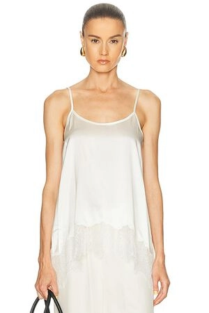 Staud Chloe Silk Cami Top With Lace Trim - Ivory