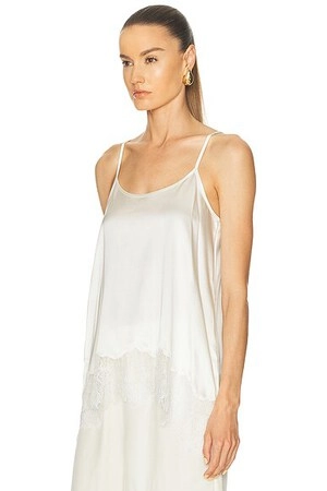 Staud Chloe Silk Cami Top With Lace Trim