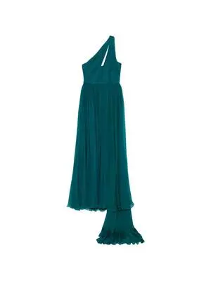 Zuhair Murad Asymmetric Neck Chiffon Maxi Dress - Blue