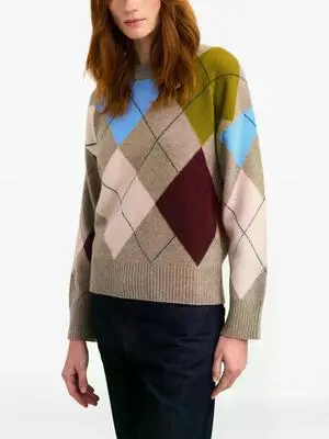 Pringle Of Scotland Argyle Crew-neck Lambswool Sweater - Neutrals