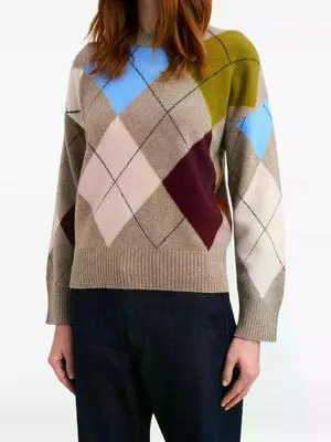 Pringle Of Scotland Argyle Crew-neck Lambswool Sweater - Neutrals