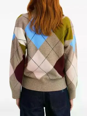 Pringle Of Scotland Argyle Crew-neck Lambswool Sweater - Neutrals