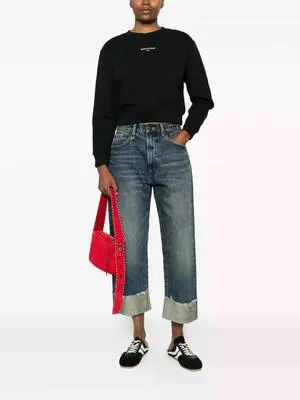 Maison Kitsuné Logo Detail Crew Neck Sweatshirt - Black