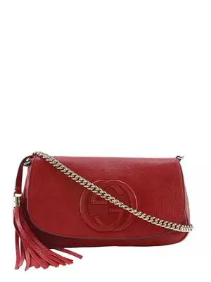 Gucci 2000-2015 Leather Soho Chain Flap Crossbody Bag Red
