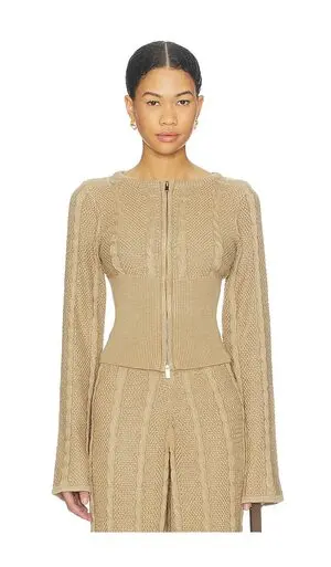 SNDYS. Cici Cable Knit Zip-up Top