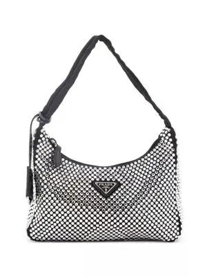 Prada Re-edition 2000 Crystal Embellished Mini Hobo Bag