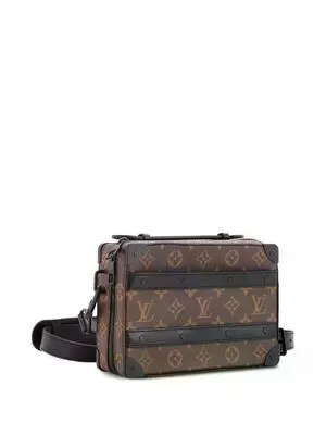 LOUIS VUITTON Handle Soft Trunk Bag Macassar Monogram Canvas Crossbody Bag - Black