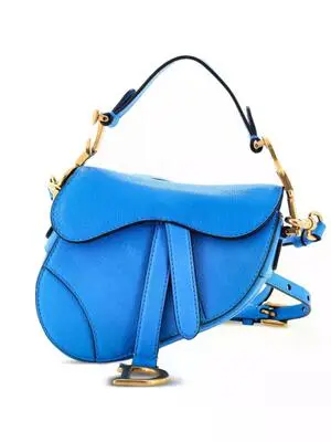 Dior Saddle Handbag With Strap Leather Micro Shoulder Bag - Blue