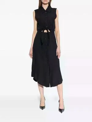 DIESEL® Sleeveless Button-tie Asymmetric Hem Dress - Black