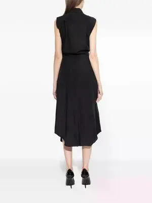 DIESEL® Sleeveless Button-tie Asymmetric Hem Dress - Black
