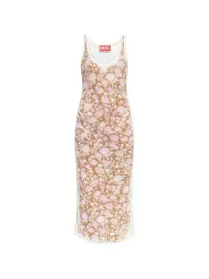 DIESEL® Floral Print Sleeveless Midi Dress - Neutrals