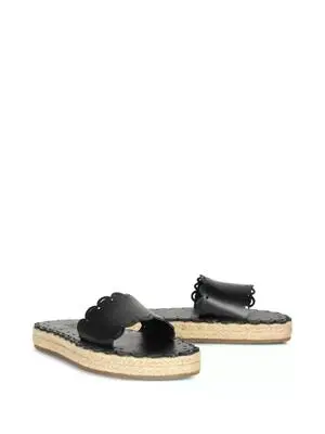 Red Valentino Scalloped Trim Flat Sole Slip-on Sandals