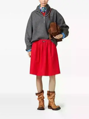 Miu Miu Cashmere And Jersey Zipper Sweater - Grey