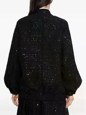 Alessandra Rich Embellished Sequin Button Jacket - Black