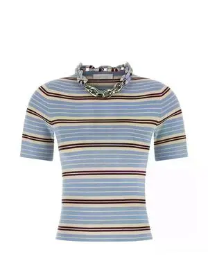 Rabanne Striped Knitwear With Chain Detail - Blue