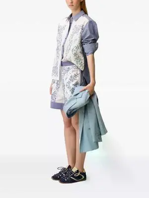 Claudie Pierlot Striped Cotton Shirt With Cross-stitch Embroidery - Blue