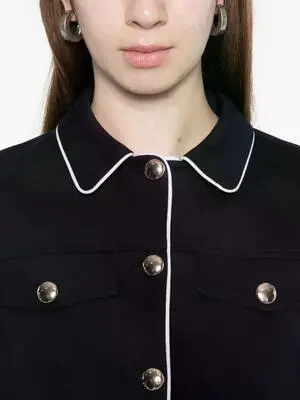 Maje Cropped Piped Jacket - Blue