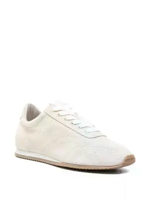TOTEME Suede Lace Up Sneakers - Neutrals