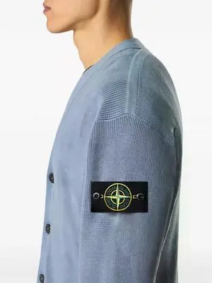 Stone Island V-neck Cardigan With Logo Patch