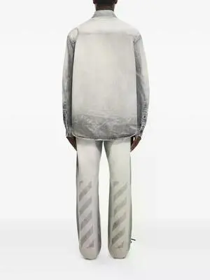 Off-White Diagonal Embroidery Slim-fit Jeans - Grey