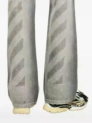 Off-White Diagonal Embroidery Slim-fit Jeans - Grey