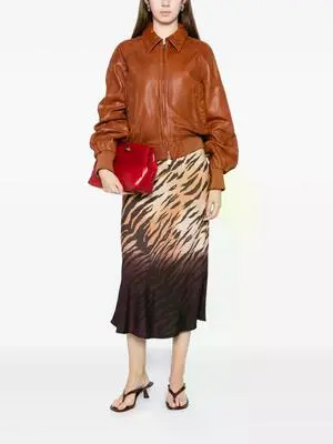 Pinko Hollie Midi Skirt In Animal Print - Brown