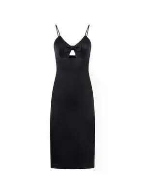 MIA PECULIAR Bow Crepe Midi Dress - Black