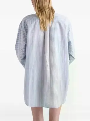 Prada Striped Cotton Oversized Shirt With Half-zipper