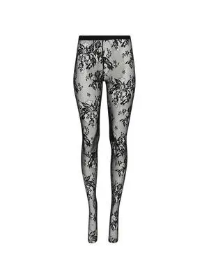 Wardrobe.NYC Evening Floral Tights - Black