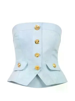 FRANCOISE PINTON - PARIS Bijou Strapless Top - Blue