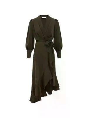 Zimmermann Midi Wrap Dress - Green