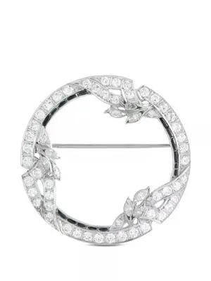 LB EXCLUSIVE Platinum Diamond And Sapphire Brooch - Silver