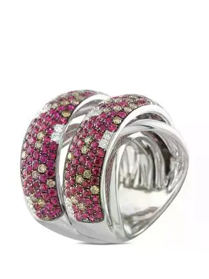 LB EXCLUSIVE 18k White Gold Ruby And Diamond Band Ring - Silver