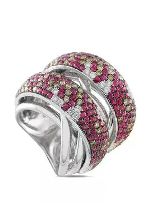 LB EXCLUSIVE 18k White Gold Ruby And Diamond Band Ring