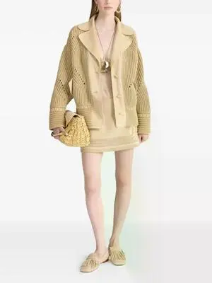 Ermanno Scervino Embroidered Suede Skirt - Neutrals