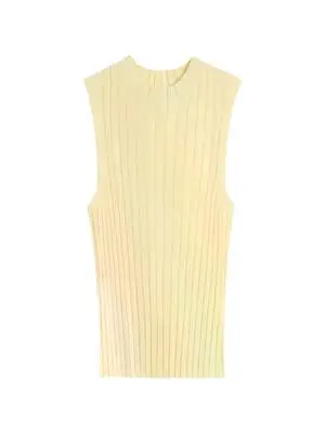 Max Mara Ribbed Knit Sleeveless Top - Yellow