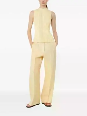 Max Mara Ribbed Knit Sleeveless Top - Yellow