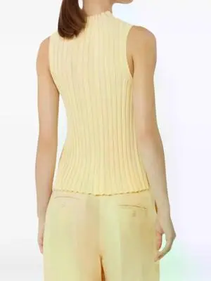 Max Mara Ribbed Knit Sleeveless Top - Yellow