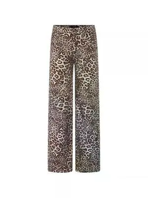MARCCAIN Animal Print High Waist Wide Leg Trousers - Neutrals