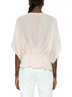 Max Mara Ruffled Hem V-neck Blouse - Pink