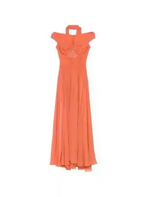 Elie Saab Off-shoulder Embroidered Maxi Dress - Orange