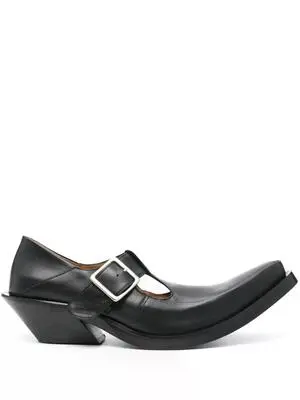 EGONLAB Leather Buckled Spike Loafers - Black