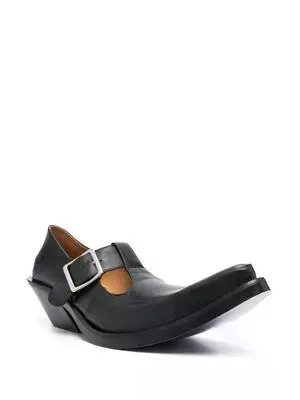 EGONLAB Leather Buckled Spike Loafers