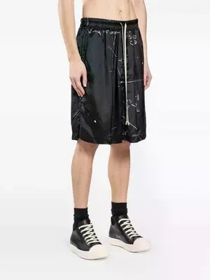 Rick Owens Cargobela Printed Shorts With Drawstring Waist - Black